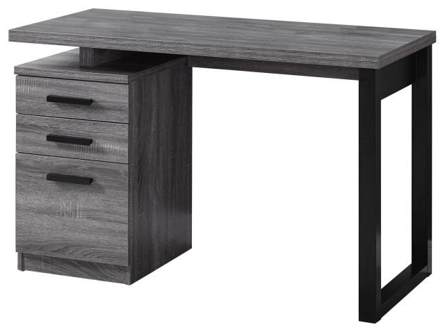 24" Gray and Black Computer Desk With Three Drawers - Industrial ...