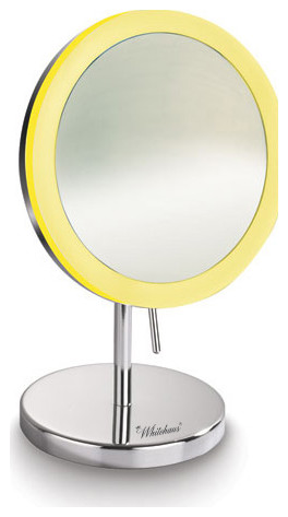 Round Freestanding Led 5X Magnified Mirror - Modern - Makeup Mirrors ...