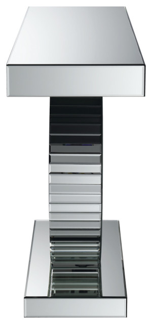 Angelonia Rectangular Console Table With Circular Base Clear Mirror ...