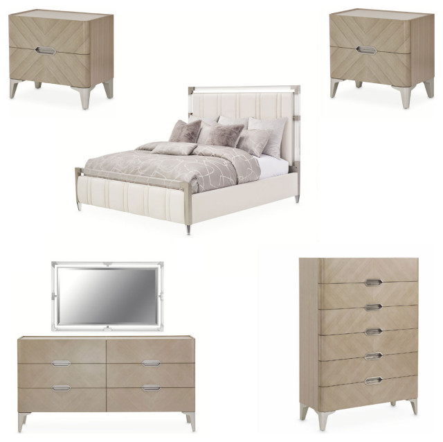 AICO Furniture Penthouse 6 Piece King Bedroom Set - Contemporary ...