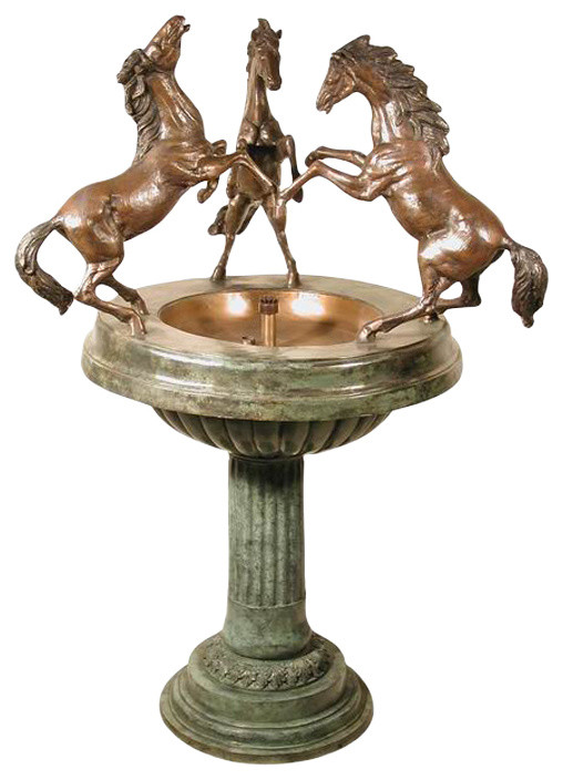 3 Rearing Horses Recirculating Fountain - Traditional - Outdoor ...