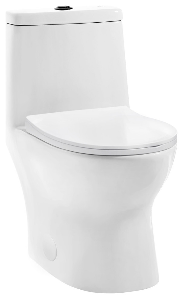 Ivy One Piece Toilet Dual Vortex Flush, Black Hardware 1.1/1.6 gpf ...