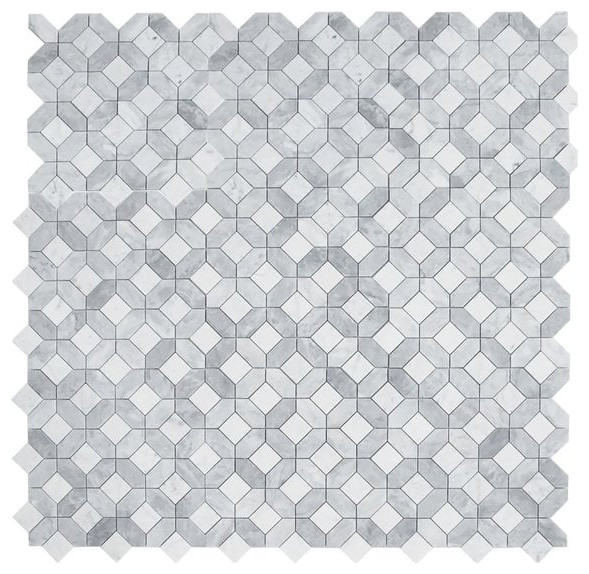 Mosaics Carrara and Bardiglio Marble Tile Hexagon Pattern, Dusk ...