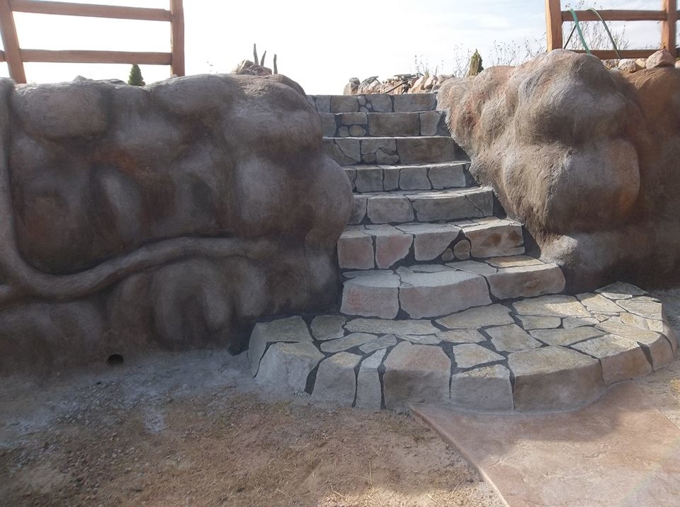 Tire Bale Retaining Wall / Stone Steps