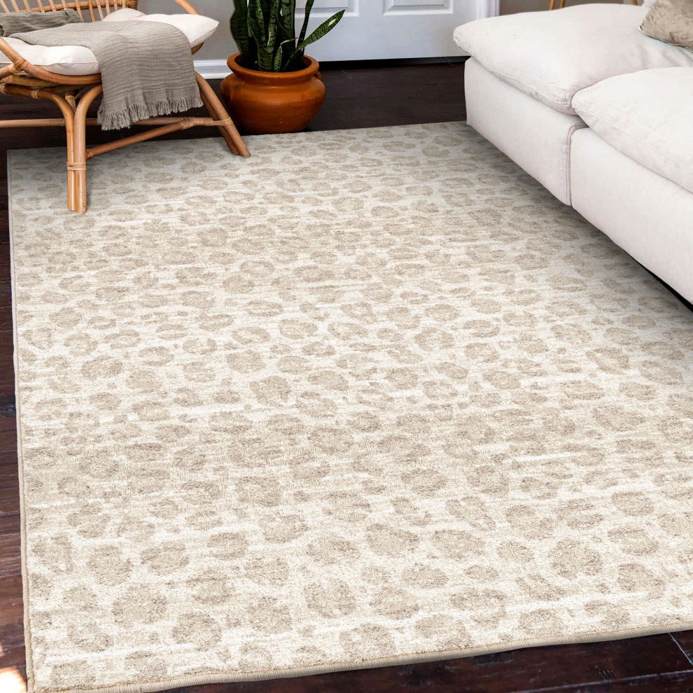 Orian Rockford Skins Snow Leopard Beige Area Rug, 7'10" x 10'10 ...