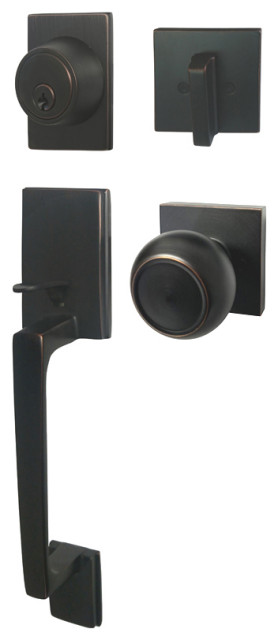 Square Plate Round Knob Contemporary Door Handle - Transitional - Door ...