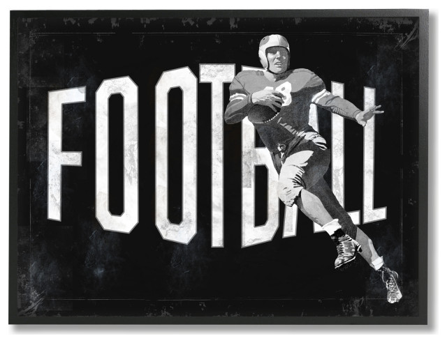 Football Black and White Sports Word Design, 24"x30" - Contemporary ...