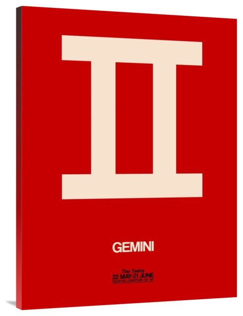 "Gemini Zodiac Sign White on Red" Fine Art Print, 36" x 48" - Modern ...