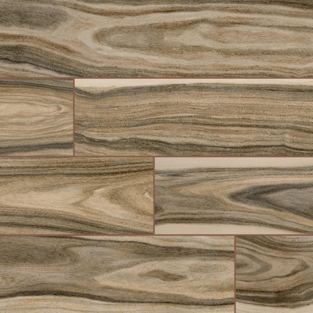 Dellano Deep Bark 8X48 Polished Porcelain Tile - Rustic - Wall And ...