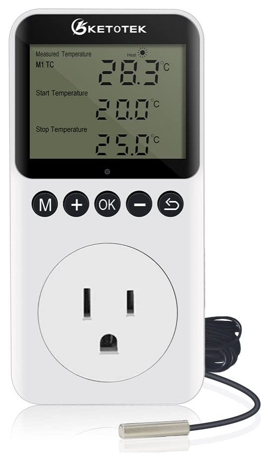 Digital Day/Night Thermostat Outlet Plug With Timer, Heating/Cooling ...