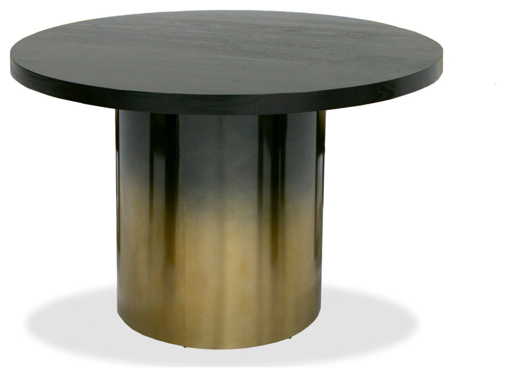 Modrest Elmira Glam Black Ash + Gradient Stainless Steel Round Dining Table - Modern - Dining ...