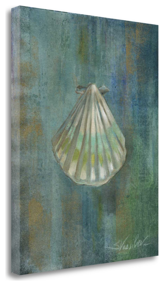 27" Blue Seashell Giclee Wrap Canvas Wall Art - Beach Style - Prints ...