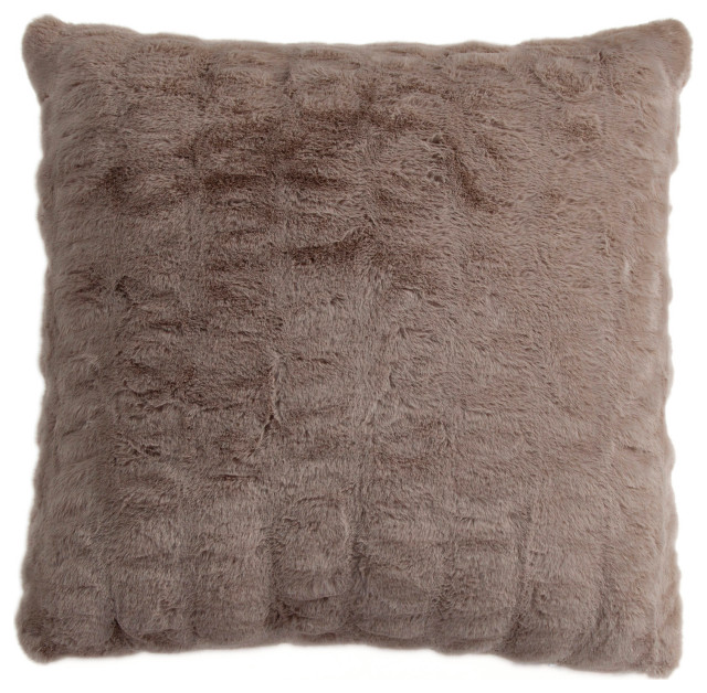 Ruched Rabbit Euro Faux Fur Pillow with Down Insert, 27"x27 ...