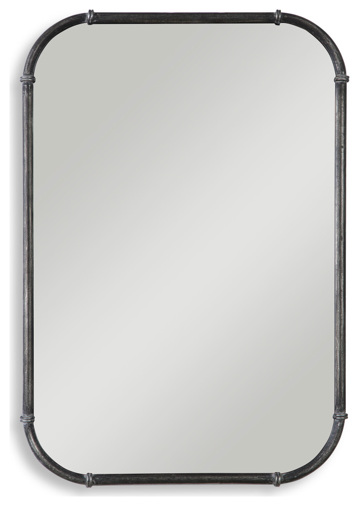 37" Industrial Gray Rectangle Mirror - Industrial - Wall Mirrors - by ...