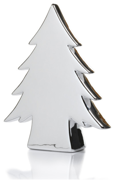 Teton 8.25-Inch Tall Silver Ceramic Trees, Set of 4 - Contemporary ...