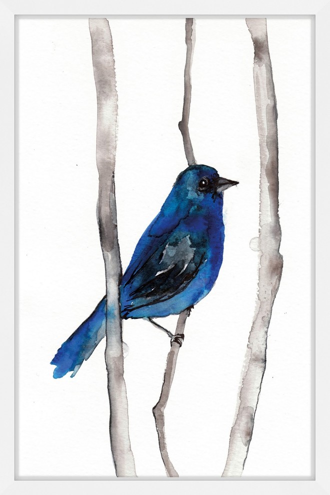 Marmont Hill, "Indigo Bunting" by Christine Lindstrom Framed Painting ...