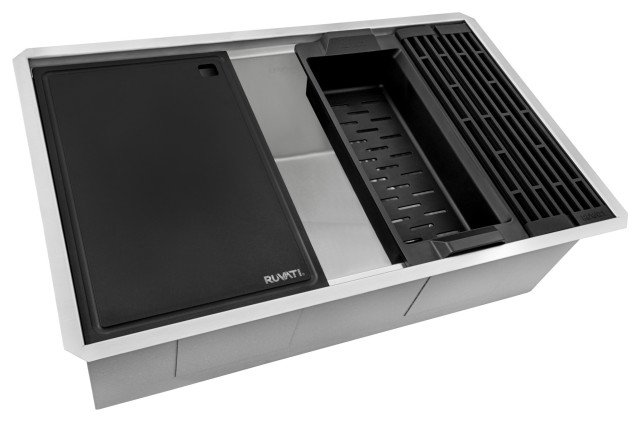 30" Workstation Slope Bottom Offset Drain Undermount Kitchen Sink ...