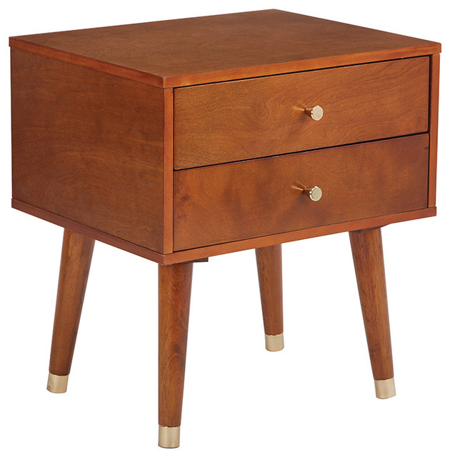 Cupertino Side Table With 2 Drawers, 20.25"x16.25"x22.5" - Midcentury ...