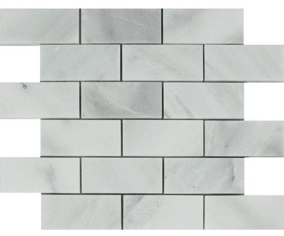 2 x 4 Bianco Venatino (Bianco Mare) Marble Polished Brick Mosaic Tile ...