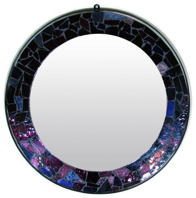 Purple Mosaic Round Mirror - Contemporary - Wall Mirrors - by TistiK ...