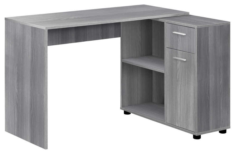 29.5" Gray Particle Board and Laminate Computer Desk With a Storage ...
