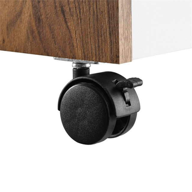 Pemberly Row Wood File Cabinet with Plastic Casters in Walnut/White ...