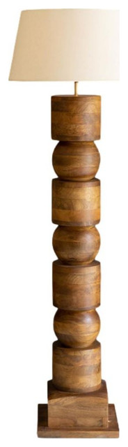 Elegant Classic Stacked Shapes Wood Floor Lamp Thick Column 62 in Large ...