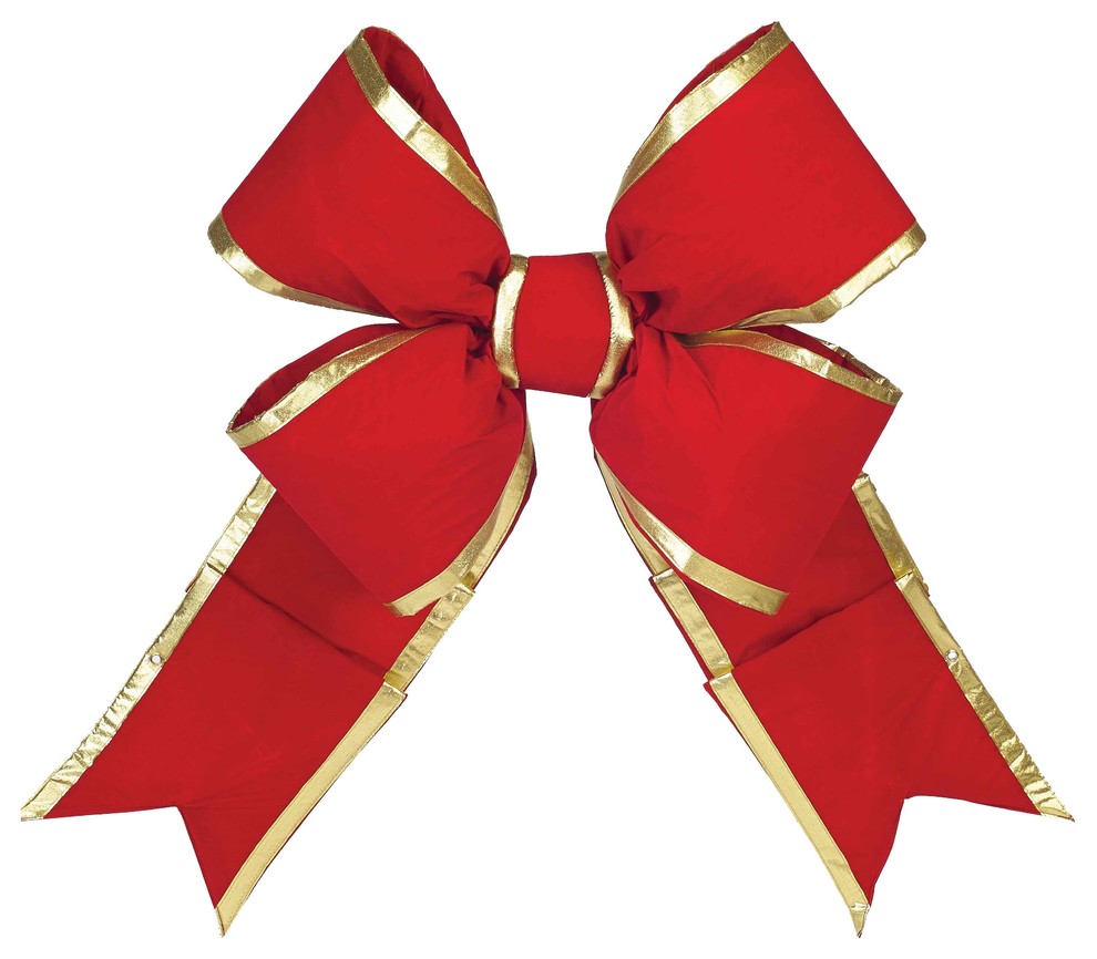 Red Velvet Bow with Gold Trim and Tail - Traditional - Christmas ...
