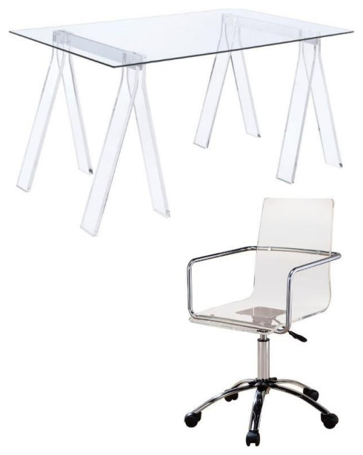 Home Square 2 Piece Set with Acrylic Office Swivel Chair and Writing ...