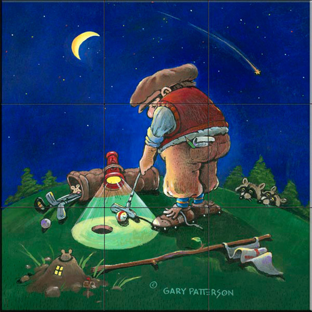 Tile Mural, Golf Fanatic by Gary Patterson, 18" x 18" (9 Tiles ...