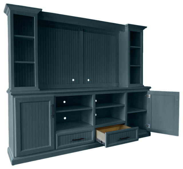 90" Modern Coastal Entertainment Center With Hutch - Contemporary - Entertainment Centers And Tv ...