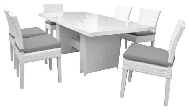 Miami Rectangular Outdoor Patio Dining Table With 6 Armless Chairs ...