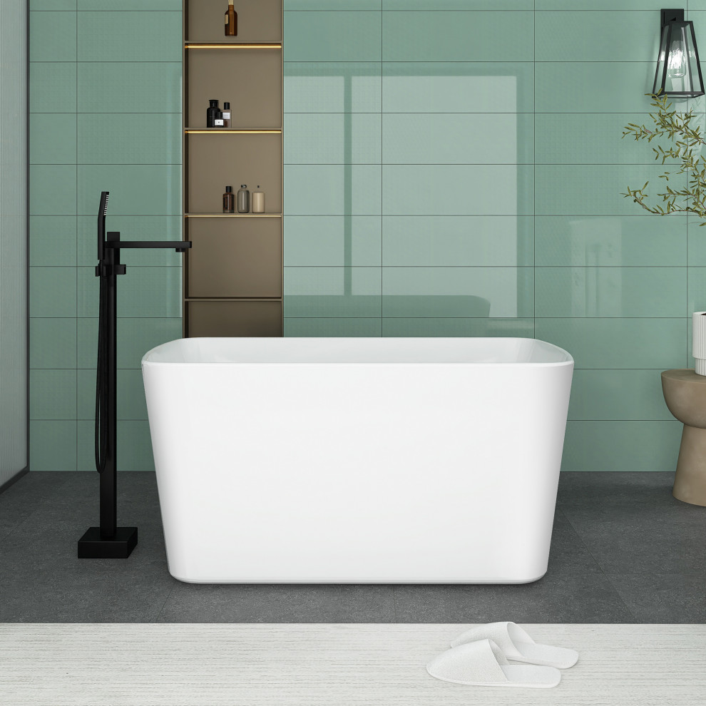 49" W x 28" D Acrylic Freestanding Soaking Sit-in Design Bathtub, White ...