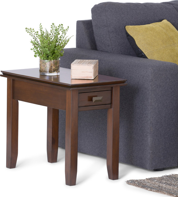 Artisan Solid Wood 14 Inch Wide Rectangle Narrow End Side Table In ...