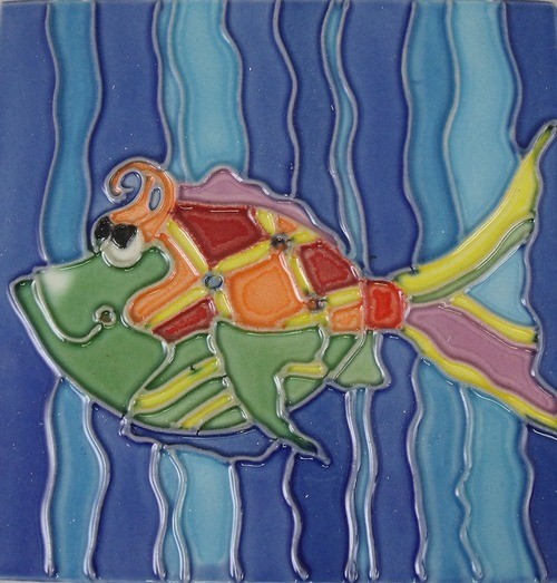 Bright Tropical Colorful Christina Fish Ceramic Art Tile 4X4 Inches ...