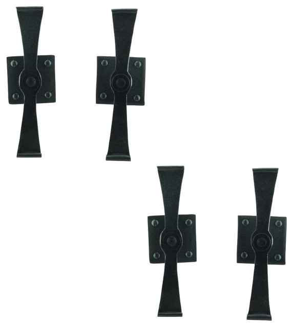 Pair Shutter Dog Black Wrought Iron Propelier Wood | - Traditional ...