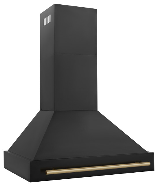 ZLINE 36" Black Stainless Range Hood with Champagne Bronze (BS655-36-CB ...