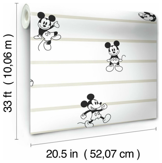 Disney Mickey Mouse Stripe Wallpaper - Contemporary - Kids Wall Decor ...