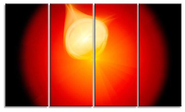 Glowing Red Misty Sphere, Multipanel Abstract Canvas Art Print, 48"x28 ...