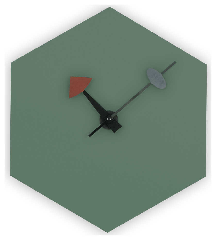 Modern Design Hexagon Shaped Silent Non-Ticking Wall Clock, Green ...