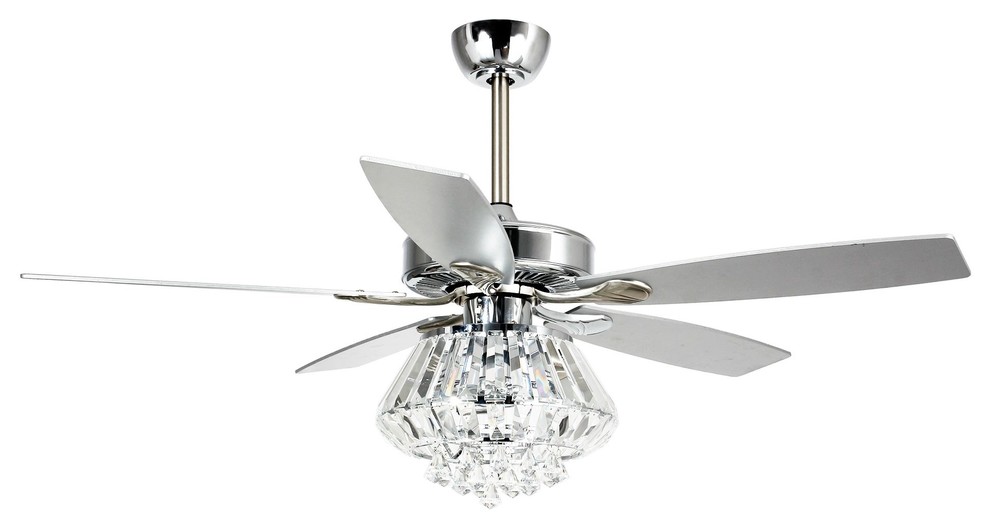 52-In Crystal 5-Blade Ceiling Fan With Light, Remote Control, Chrome ...
