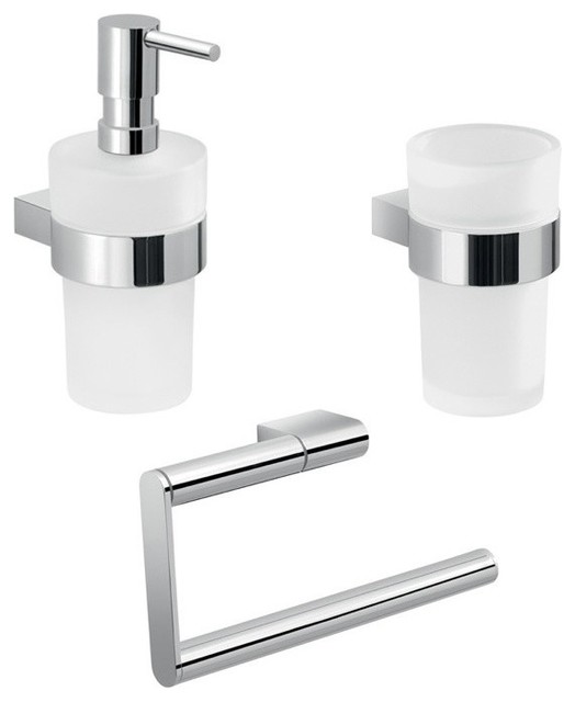 Wall Mounted Chrome Accessory Set - Contemporary - Bathroom Accessory ...