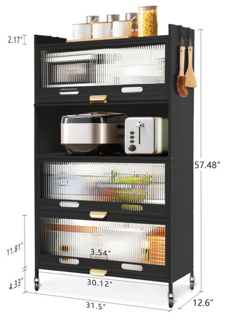 Mega Casa Steel 4-Door Accent Cabinet - Black - Transitional - Accent ...