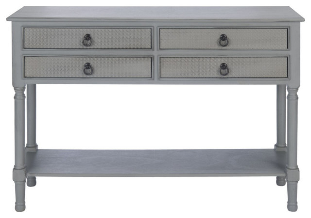Carlie 4 Drawer Console Table Distressed Grey - French Country ...
