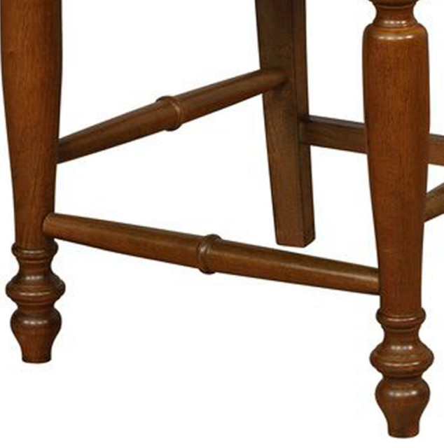 Wooden Frame Counter Stool with Scalloped Cut Out and Padded Seat ...