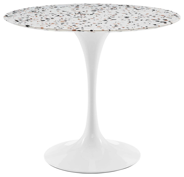 36" Dining Table, Round, White, Wood, Metal, Modern, Bistro Hospitality ...