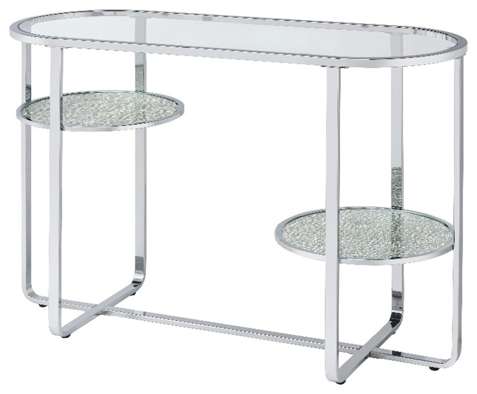 Furniture of America Ludington Metal 2-Shelf Waterfall Sofa Table in ...