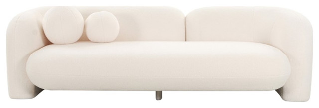 TOV Furniture Amelie 91"W Faux Fur Fabric Sofa in Cream Fabric - Transitional - Sofas - by ...