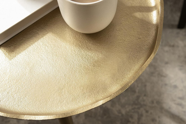 Accent Side Table, Aluminum Frame With Sleek Angled Legs & Deckled Top ...