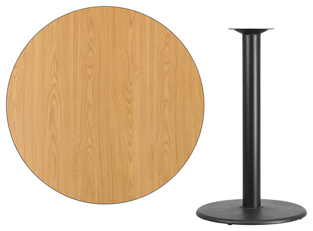 Flash 42'' Round Laminate Table Top/24'' Round Bar Table Base, Natural ...